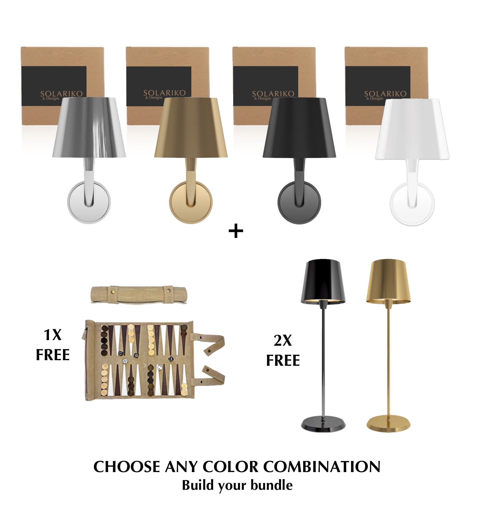 4 Solariko Selene Wall Sconce + 2 Selene Table Lamp + Backgammon ...